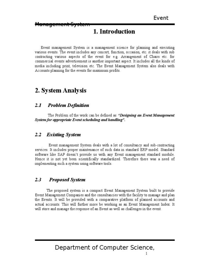 Event Management System Model