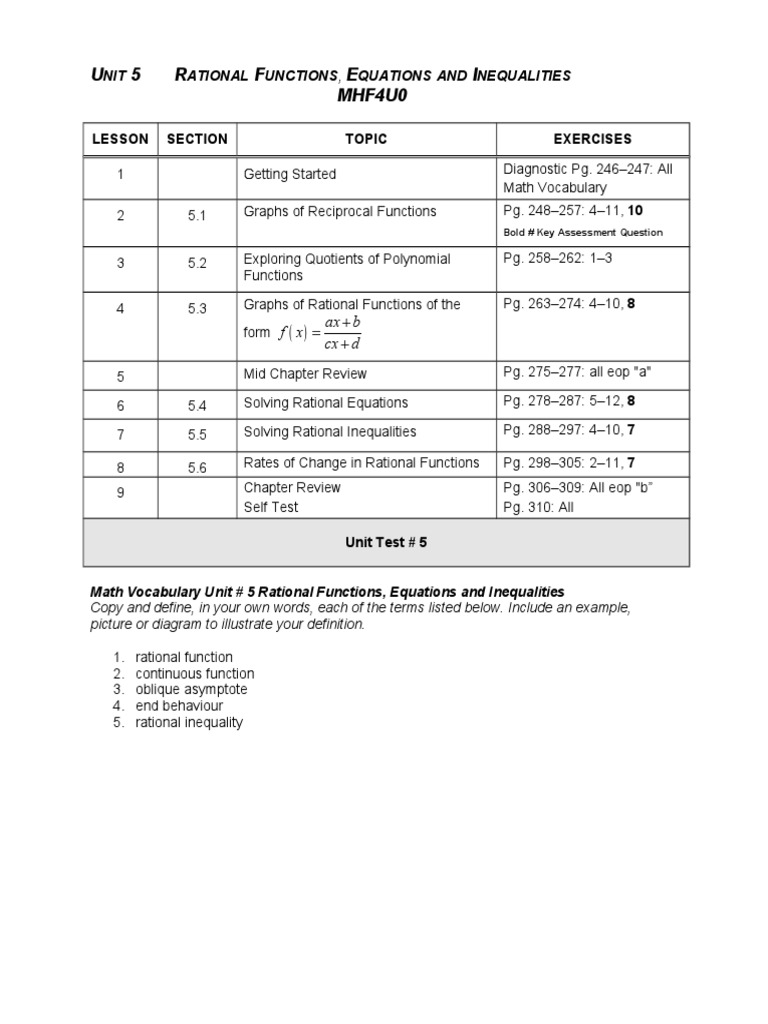 Rational Functions and Equations Guide | PDF | Teaching Methods ...