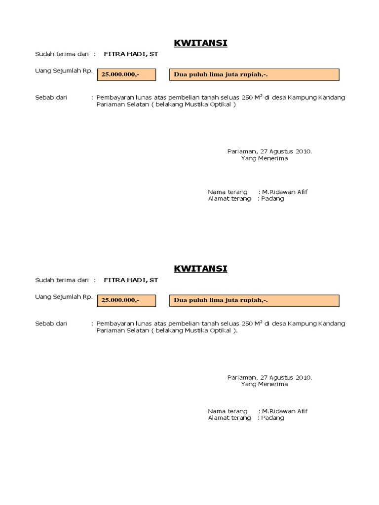 Kwitansi Dinas - SPPD Sri | PDF