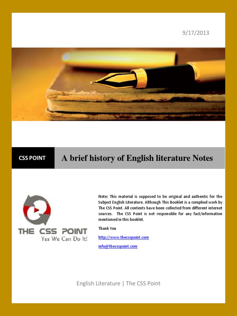A Brief History of English Literature Notes | PDF | English Literature ...