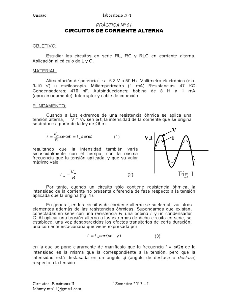 Laboratorio N - 1 Circuitos Electricos II | Descargar gratis PDF | Impedancia eléctrica | voltaje