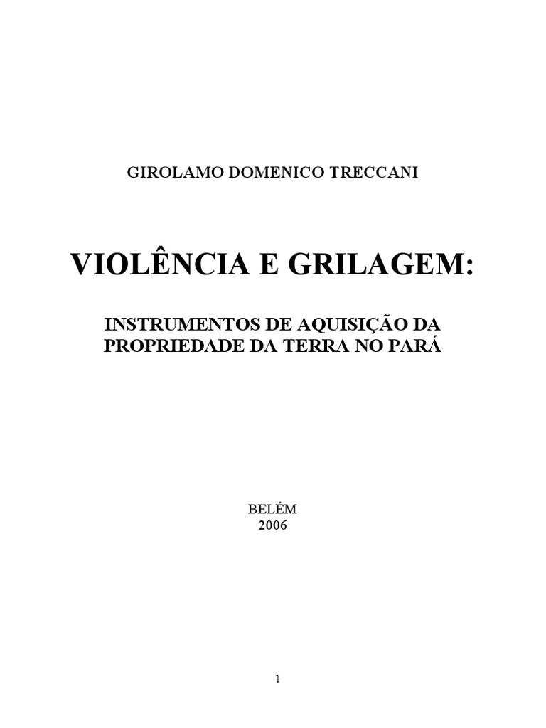 TRECCANI - Grilagem Forma Aquisicao Terra para | PDF | Brasil | Papa