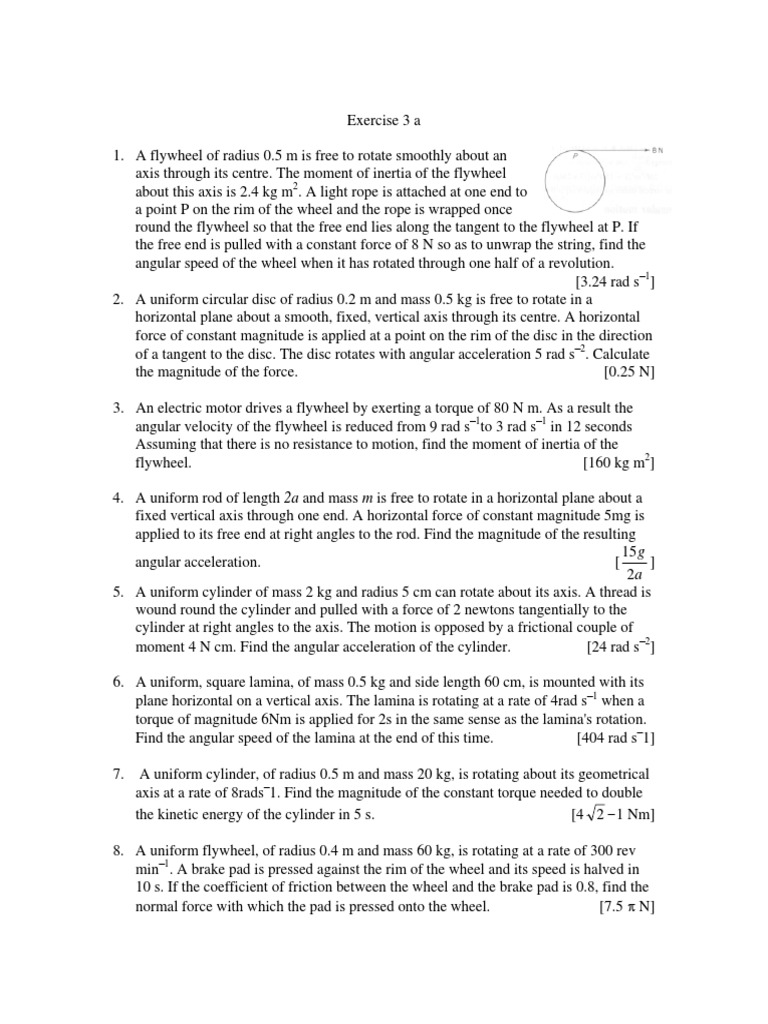 Rotational Dynamics Exercise 1 | PDF | Rotation Around A Fixed Axis | Rotation