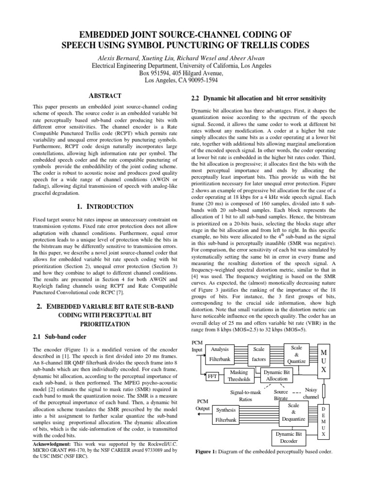 Embedded Joint Source-Channel Coding of Speech Using Symbol Puncturing of Trellis Codes ...