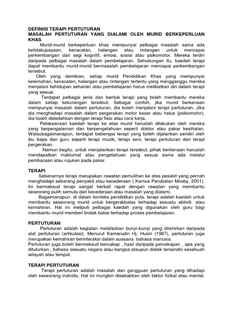 Definisi Terapi Pertuturan | PDF