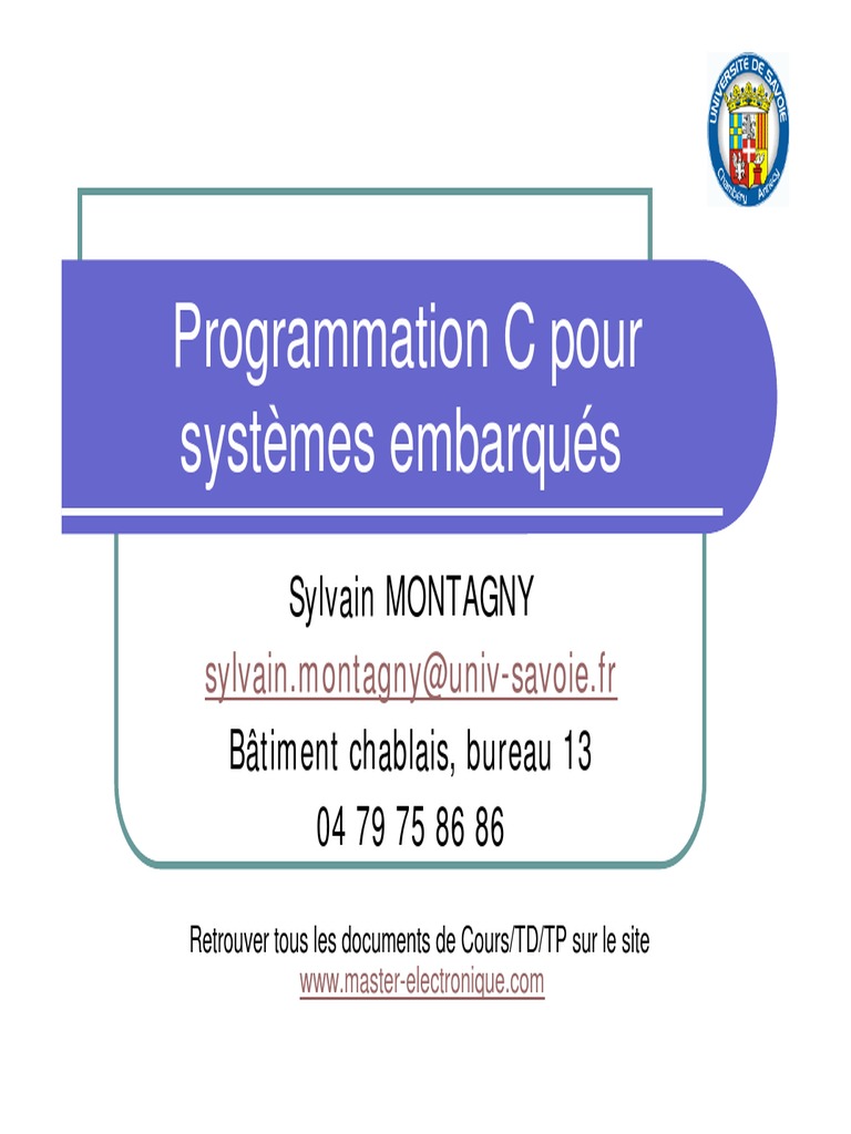 Cours - Programmation C Pour Systèmes Embarqués PDF | PDF