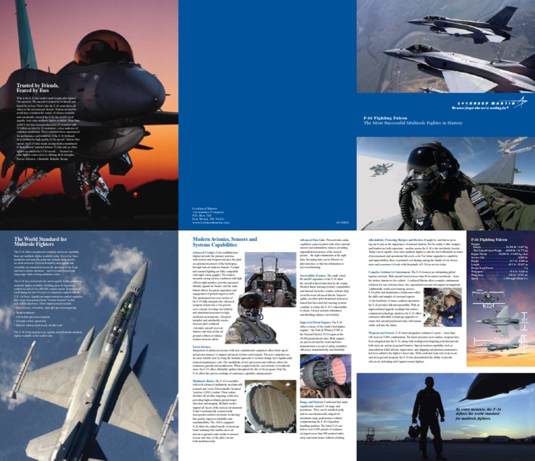 F 16 Brochure | PDF | General Dynamics F 16 Fighting Falcon | Fighter ...