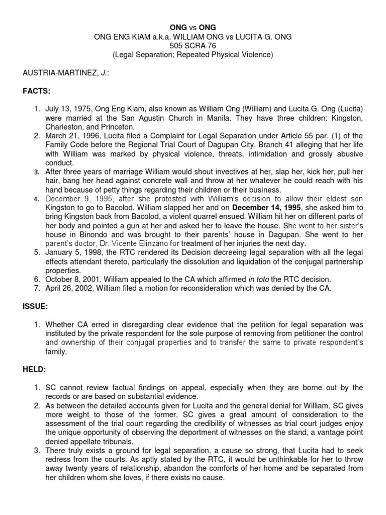 ONG Vs ONG | PDF | Appeal | Constitutional Law