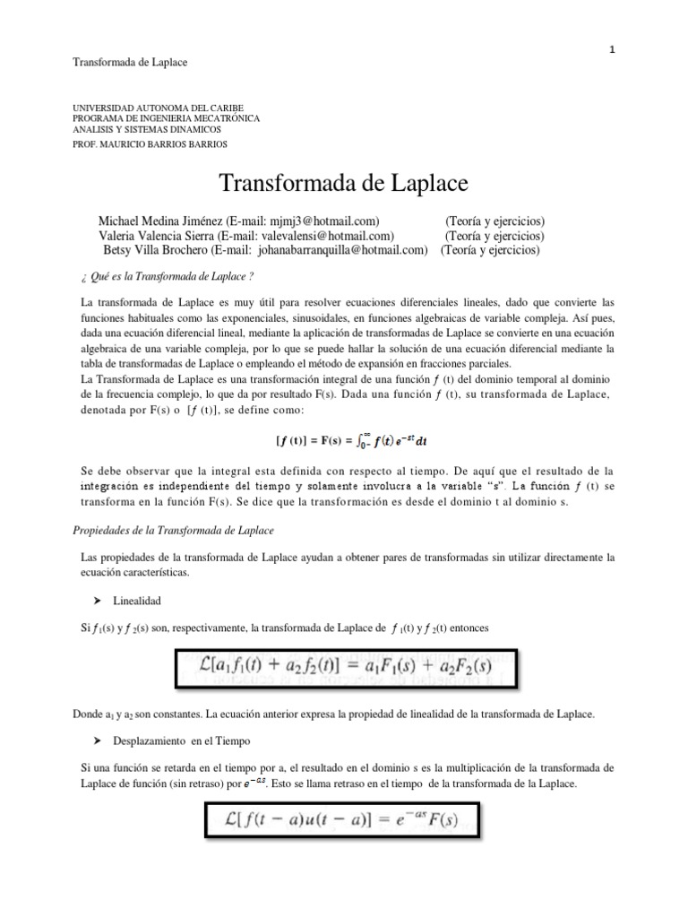 Tutorial Laplace | PDF | Transformada de Laplace | Ecuaciones