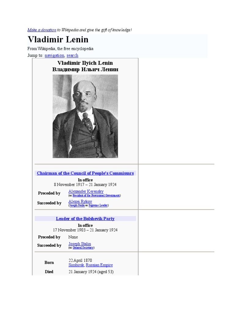Vladimir Lenin | PDF | Vladimir Lenin | Soviet Union