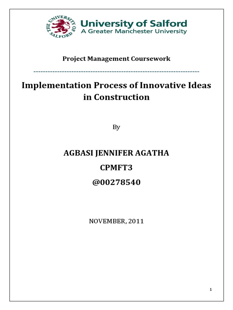 Project Management Coursework Pdf Innovation Risk