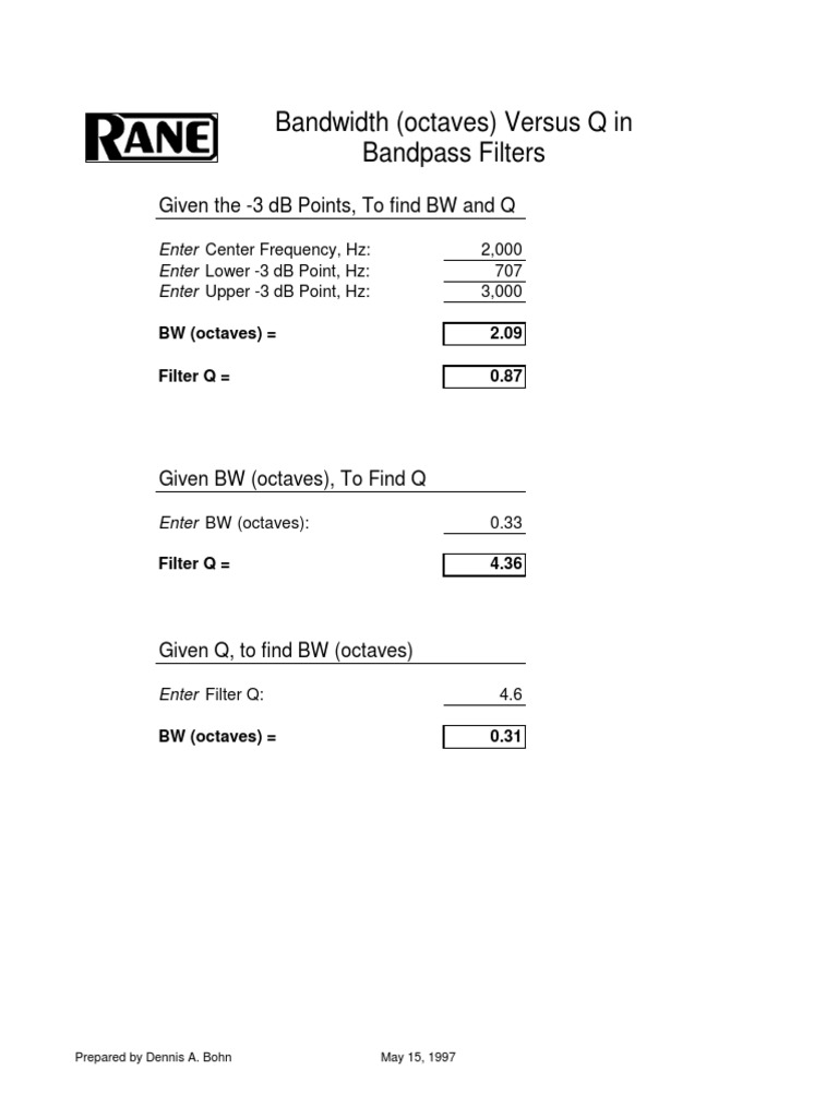 Bandwidth and Q in Bandpass Filters | PDF | Teaching Methods & Materials