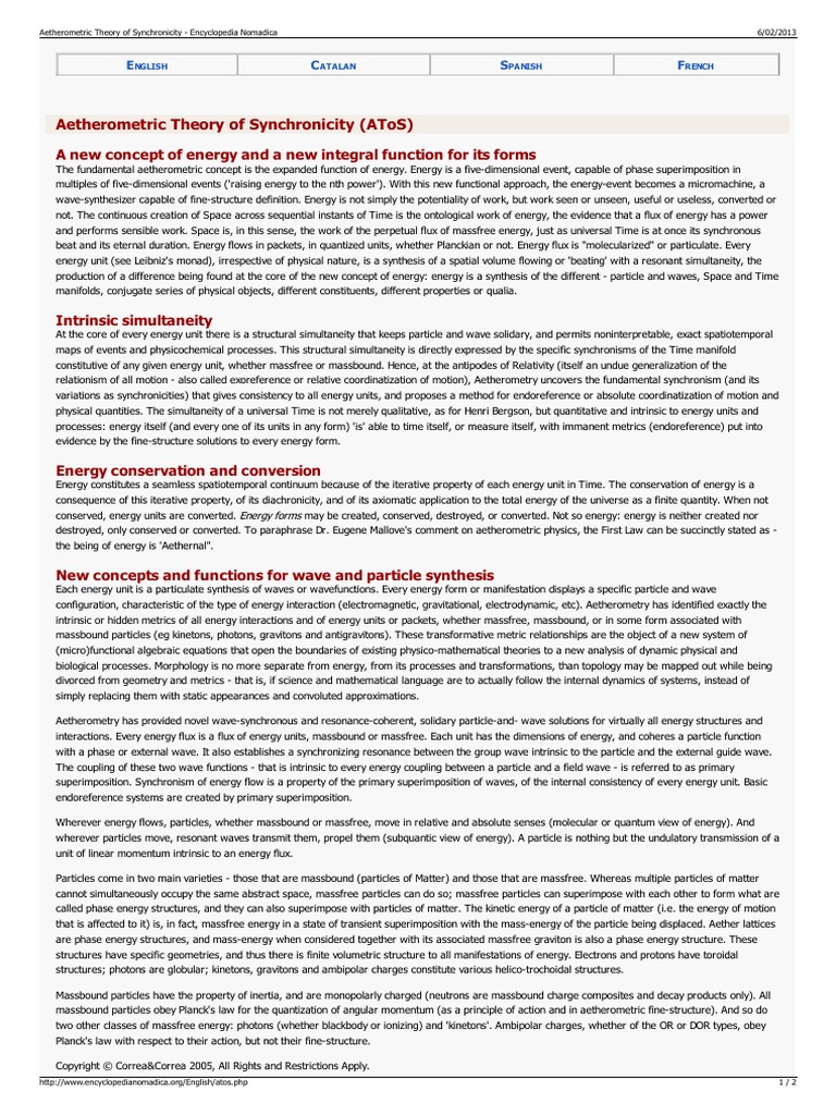 Aetherometric Theory of Synchronicity - Encyclopedia Nomadica | PDF ...