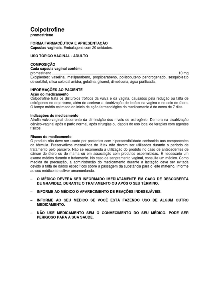Colpotrofine Bula | PDF | Gravidez | Amamentação