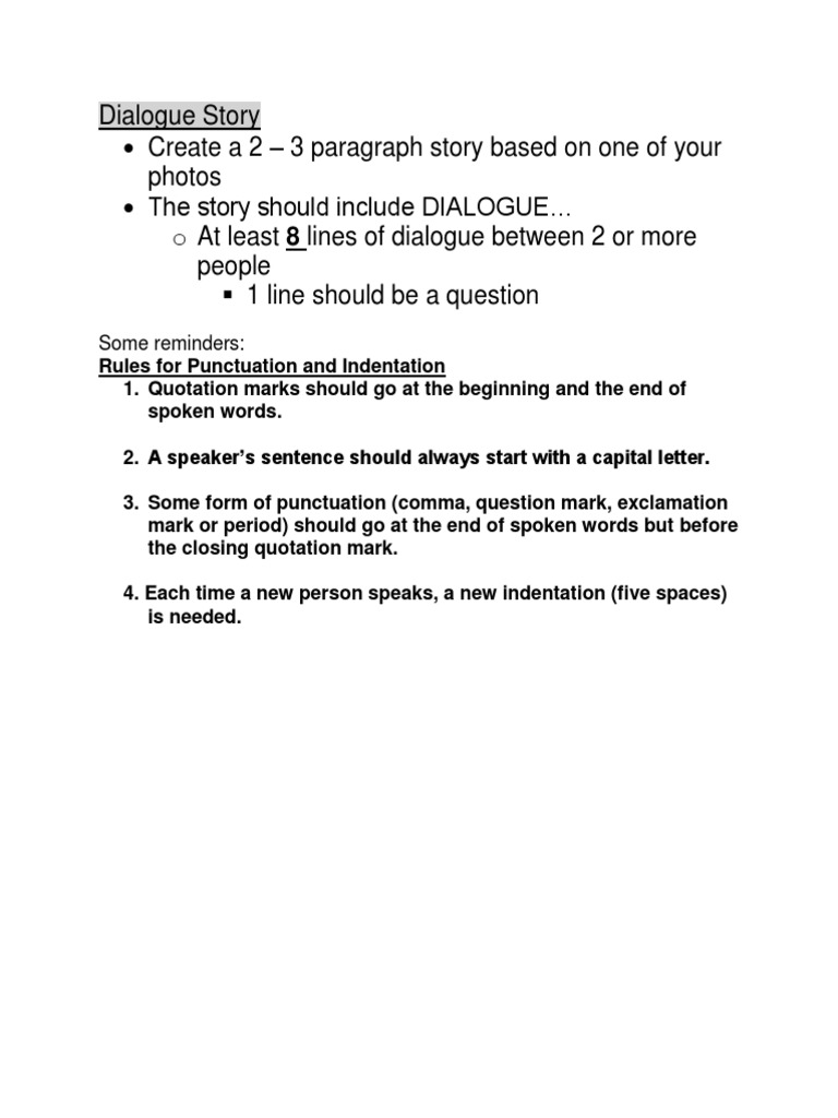 Dialogue Story Writing Guide | PDF