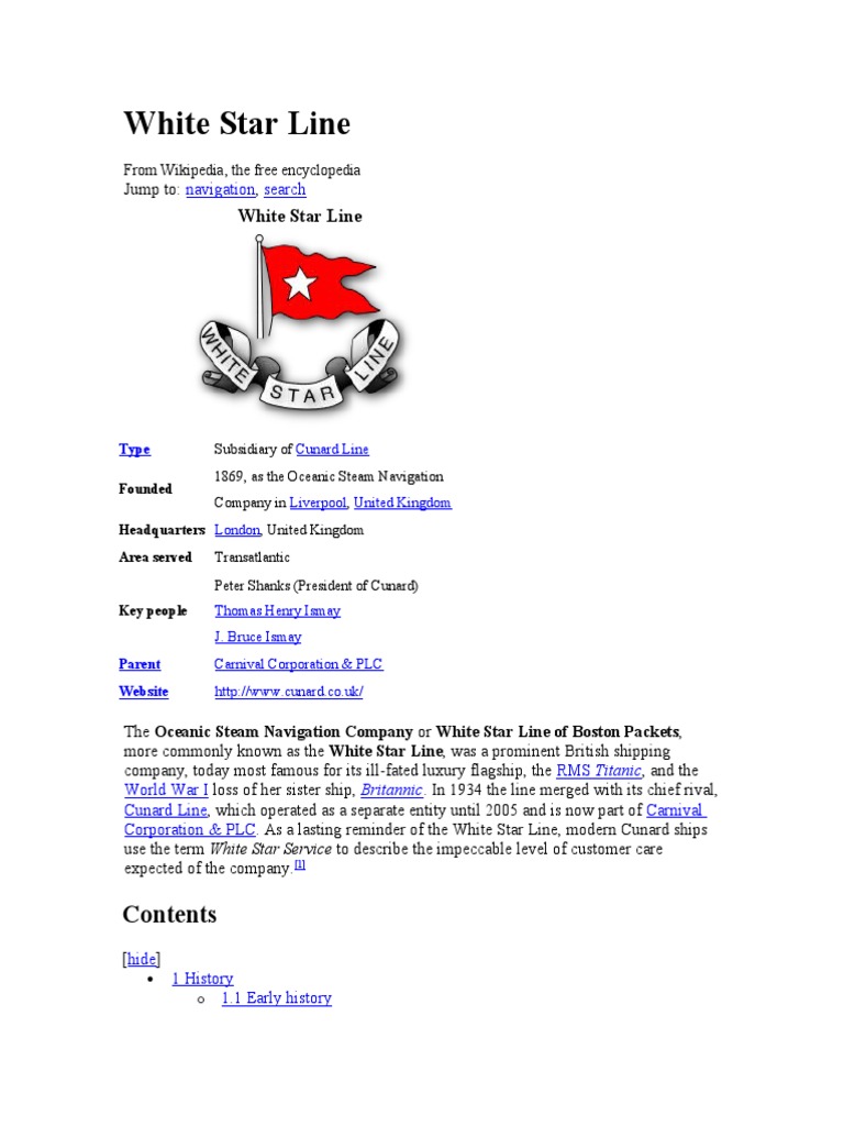 White Star Line | PDF | White Star Line | Cunard Line