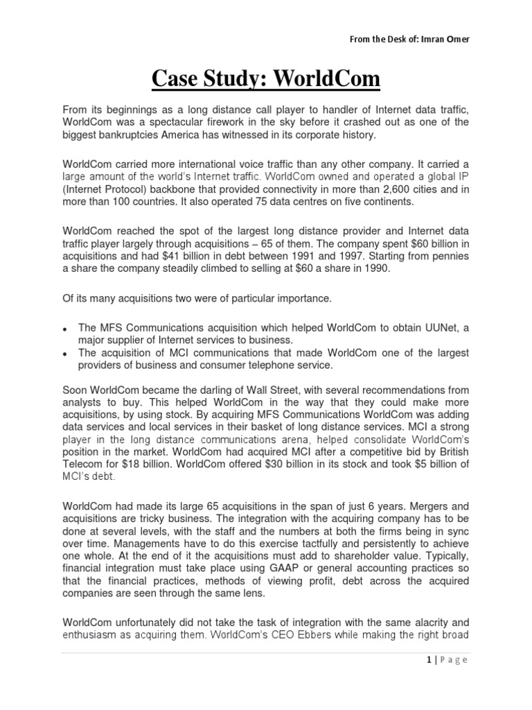Case Study WorldCom | PDF | Citigroup | Business