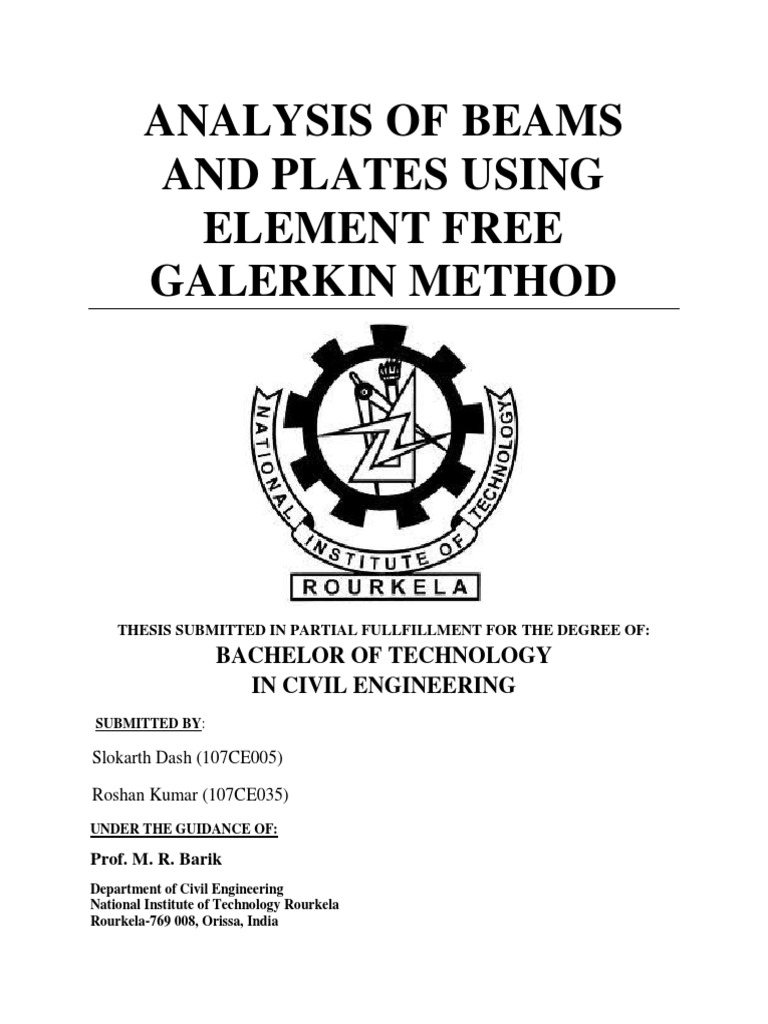 Thesis On Analysis of Beams and Plates by EFG Method | PDF | Finite ...