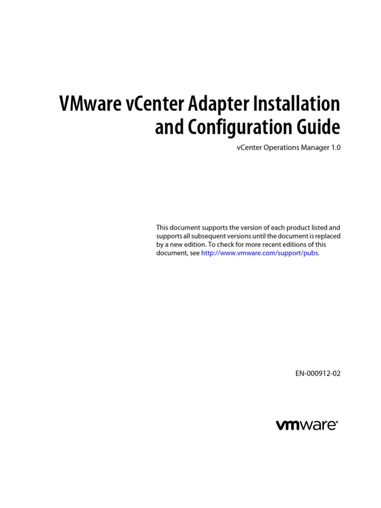 Vcenter Adapter Install and Config Guide | PDF | Virtual Machine ...