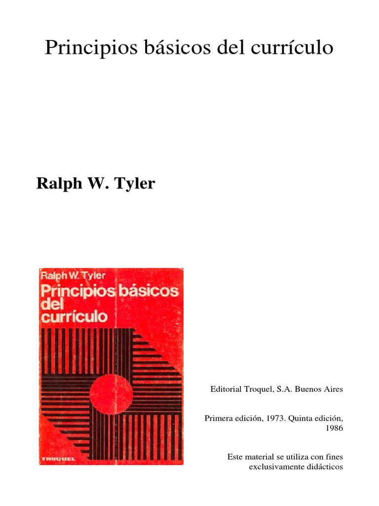 Principios básicos del currículo: Ralph W. Tyler | Plan de estudios ...
