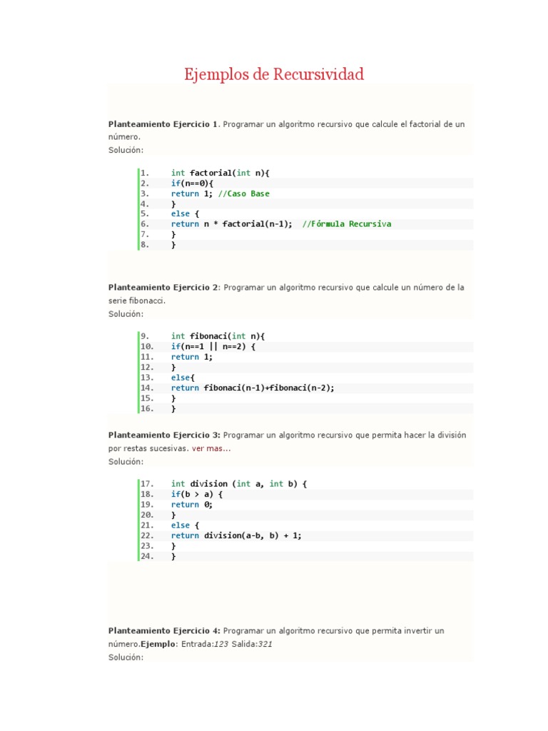 Ejemplos de Recursividad | PDF | Multiplicación | Recursividad