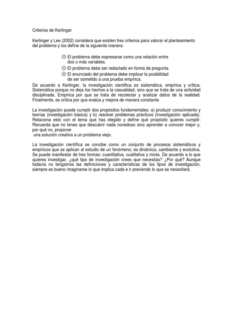 Criterios de Kerlinger | PDF