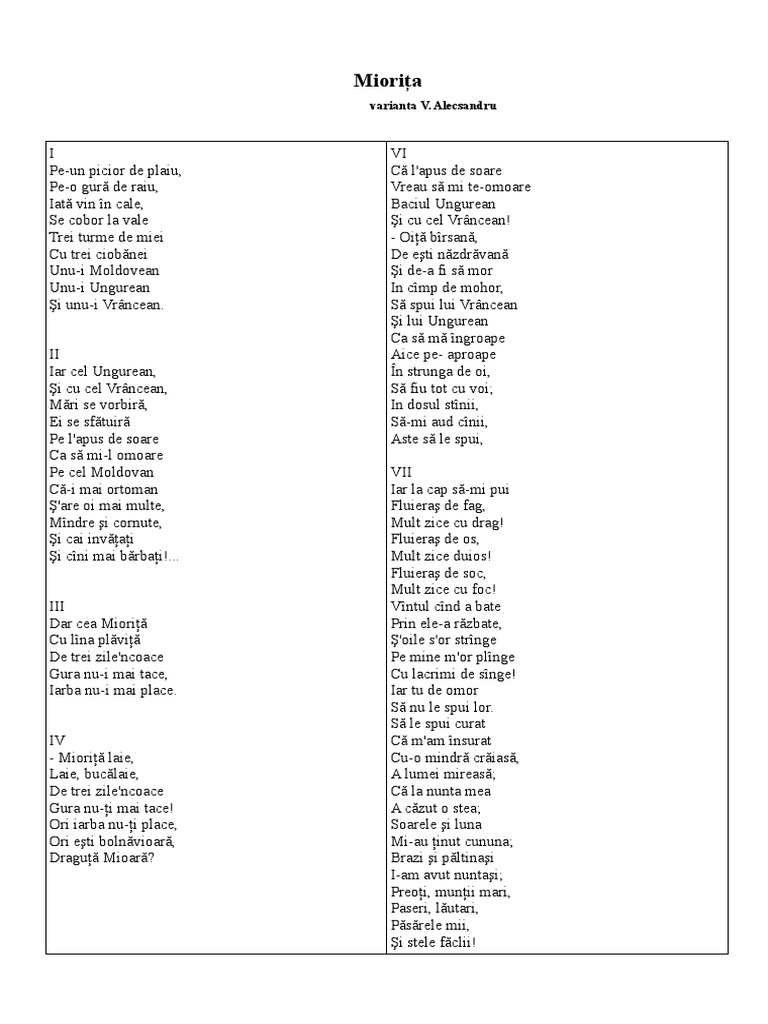 Miorita Balada Populara | PDF