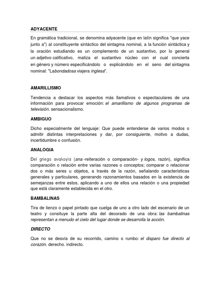 ADYACENTE | Palabra | Sujeto (Gramática)