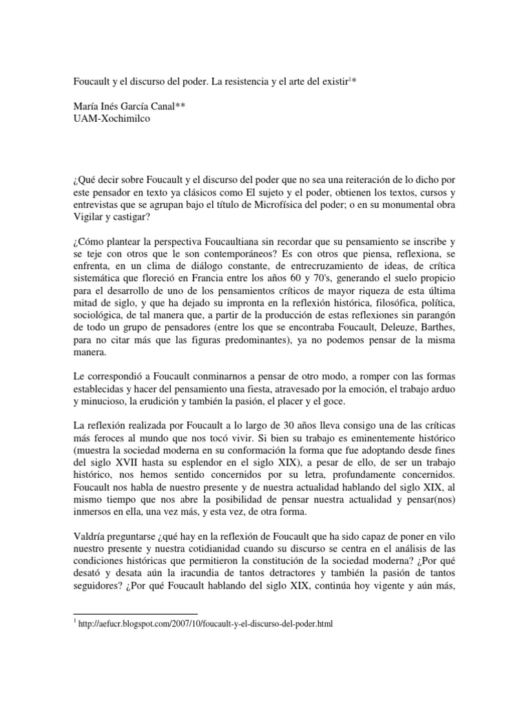 Foucault y El Discurso Del Poder | PDF | Michel Foucault | Epistemología