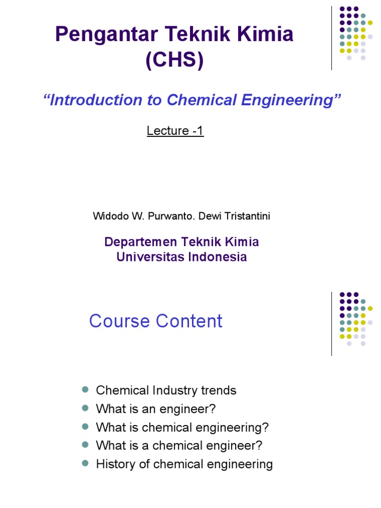 Pengantar Teknik Kimia (CHS) : "Introduction To Chemical Engineering ...