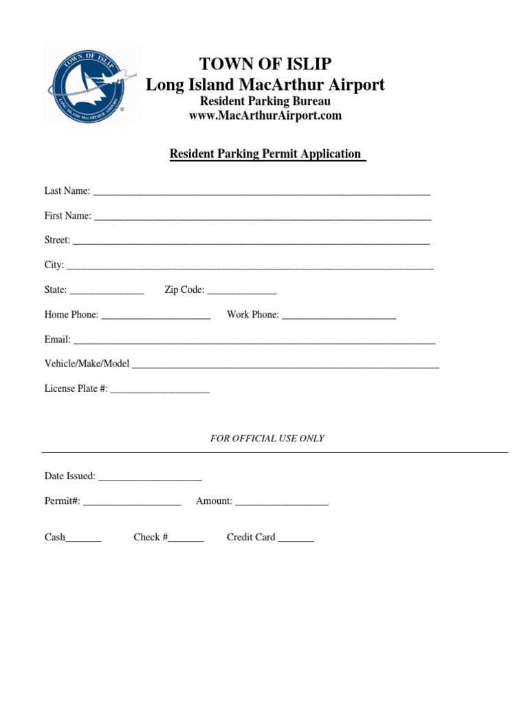 Islip Airport Resident Parking Permit Guide | PDF | Parking | Identity ...