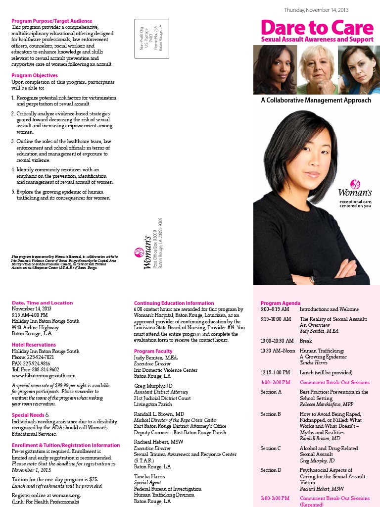 Dare To Care Conference Brochure | PDF | Sexual Assault | Violence