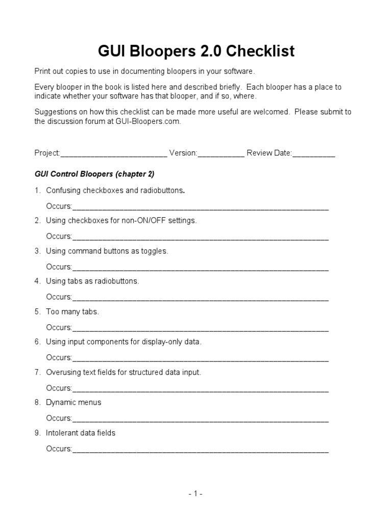 GB2 Checklist PDF | PDF | Graphical User Interfaces | Tab (Gui)