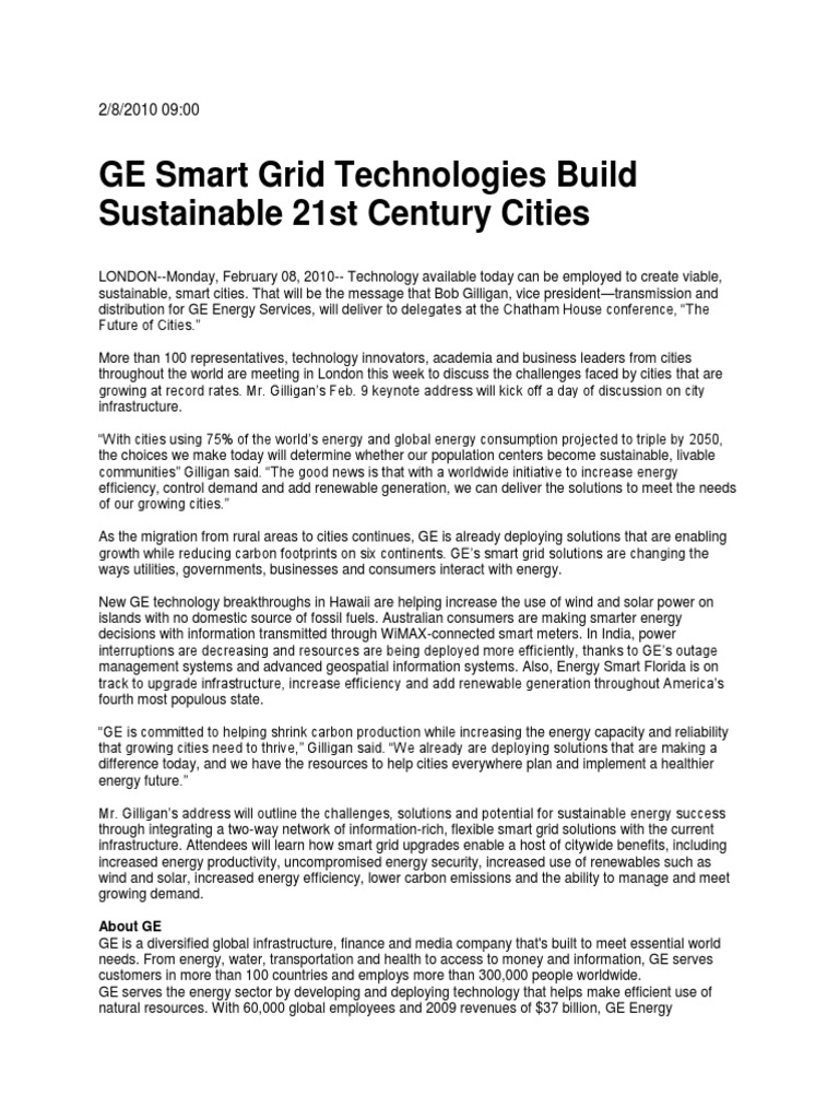 GE Smart Grid Overview | PDF | Smart Grid | Electrical Substation