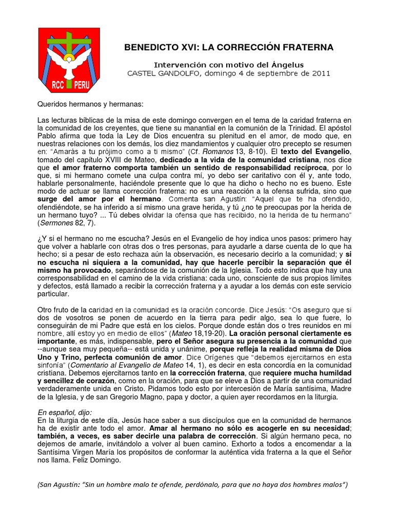 La Correccion Fraterna-Benedicto Vi | PDF | Oración | eucaristía