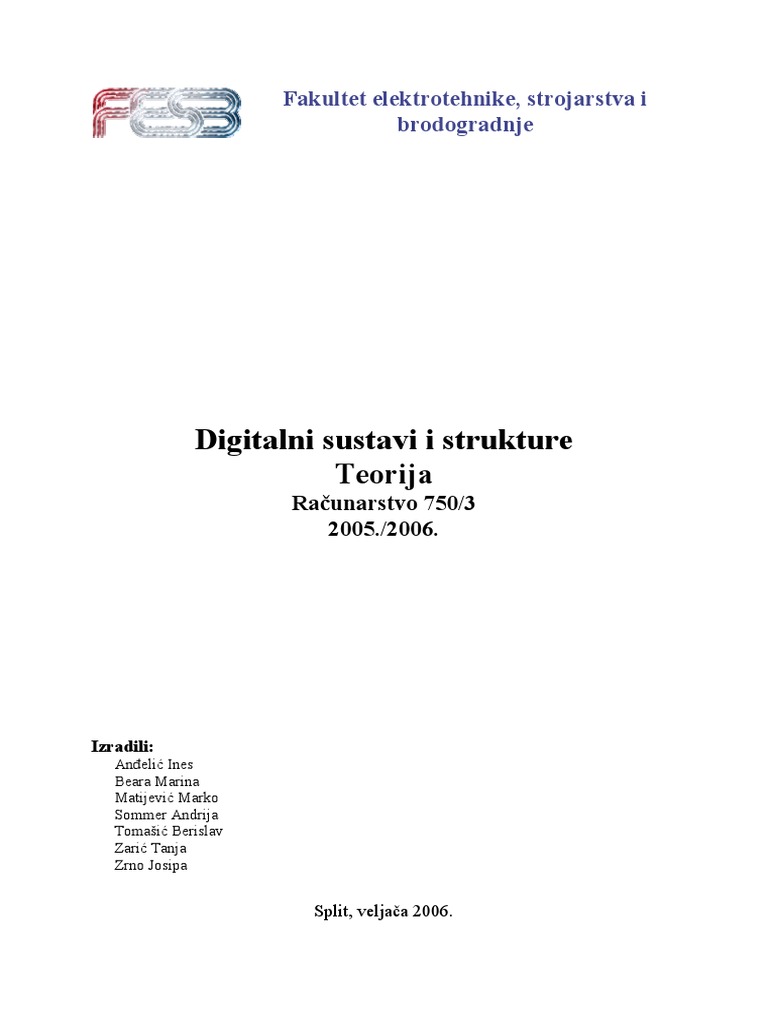 Skripta Iz Digitalne Tehnike (Digitalni Sustavi I Strukture) (FESB) | PDF