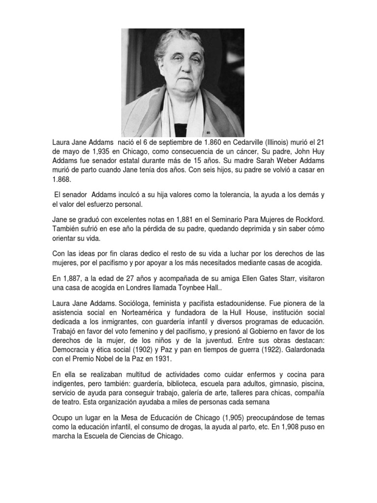 Los pioneros del trabajo social: Laura Jane Addams, Graham Taylor y la ...