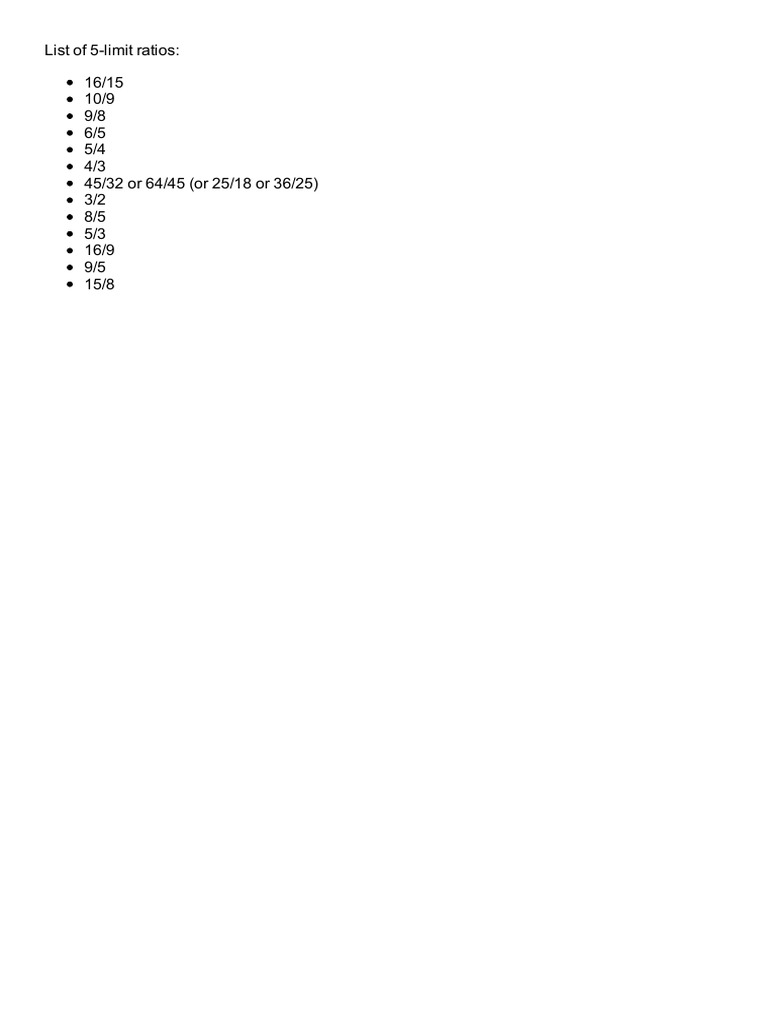 List of 5-Limit Ratios | PDF