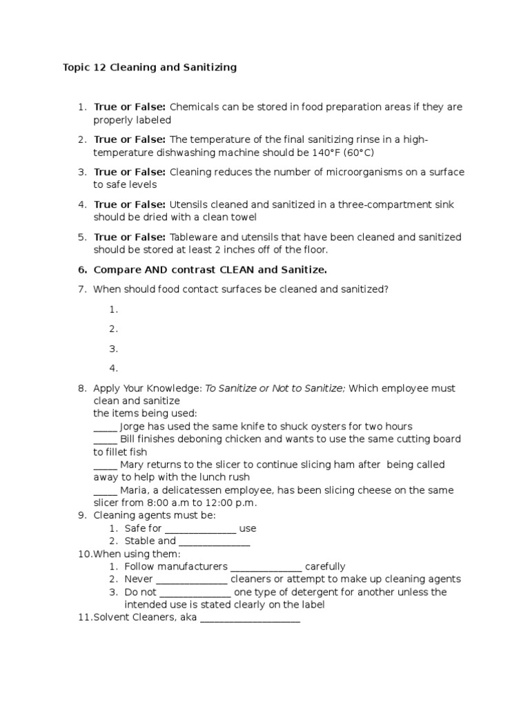 Topic 12 Cleaning and Sanitizing | Dishwasher | Industrial Processes ...