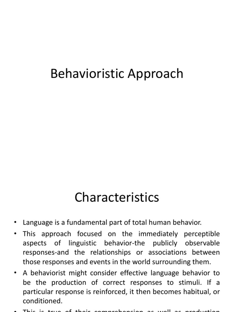 Behavioristic Approach | PDF | Behaviorism | Reinforcement