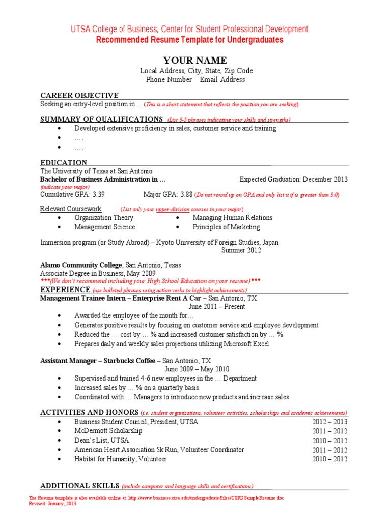 C SPD Sample Resume | Résumé | Associate Degree