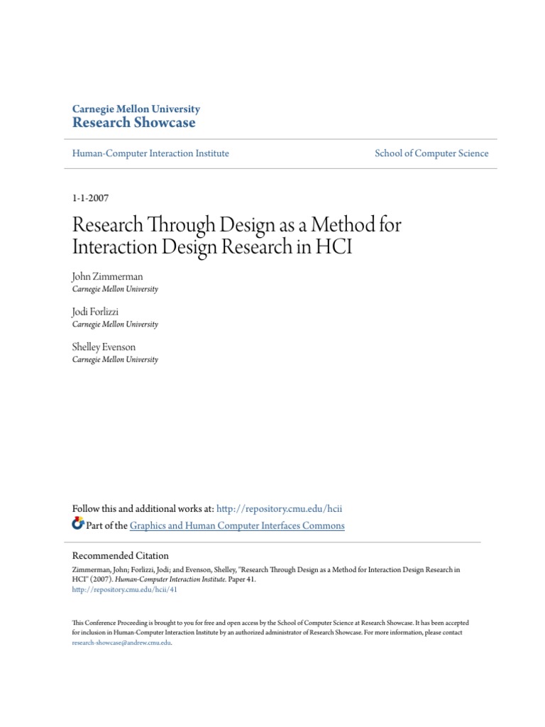 Research Through Design As A Method For Interaction Design Resear | PDF ...
