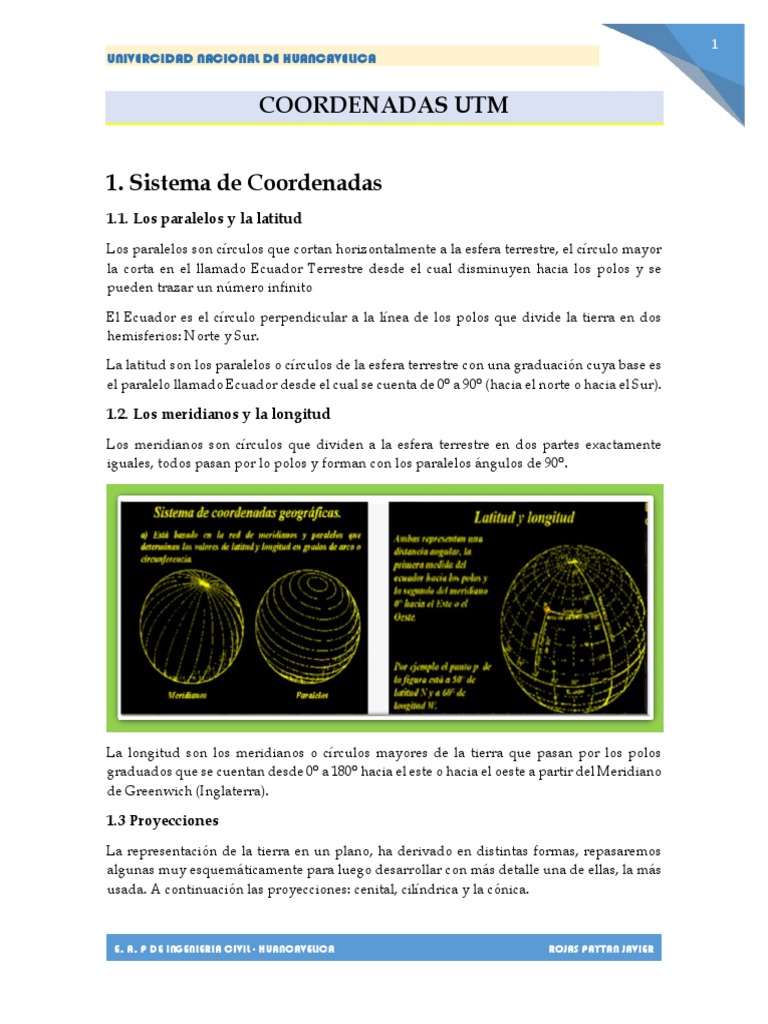 Sistema UTM: Coordenadas y Proyecciones | PDF | Infografia | Análisis ...
