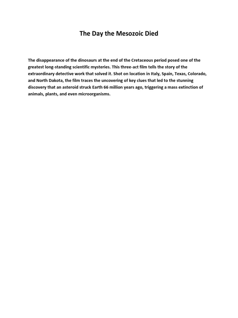 The Day The Mesozoic Died | PDF