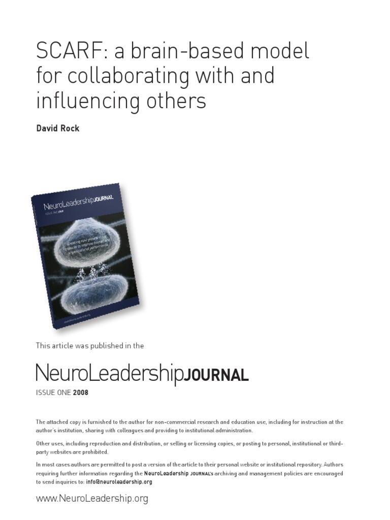 SCARF NeuroleadershipArticle | PDF | Emotions | Perception