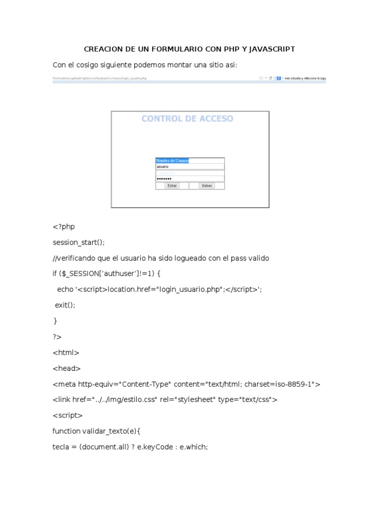 Creación de Un Formulario Con PHP y Javascript | PDF | Programación de computadoras | Desarrollo ...