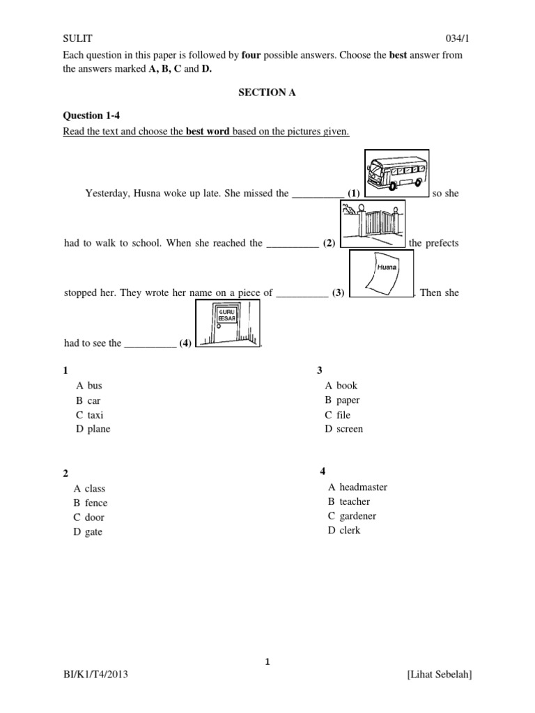 English Year 4 Paper 1 | PDF | Food And Drink | Restaurant And Catering