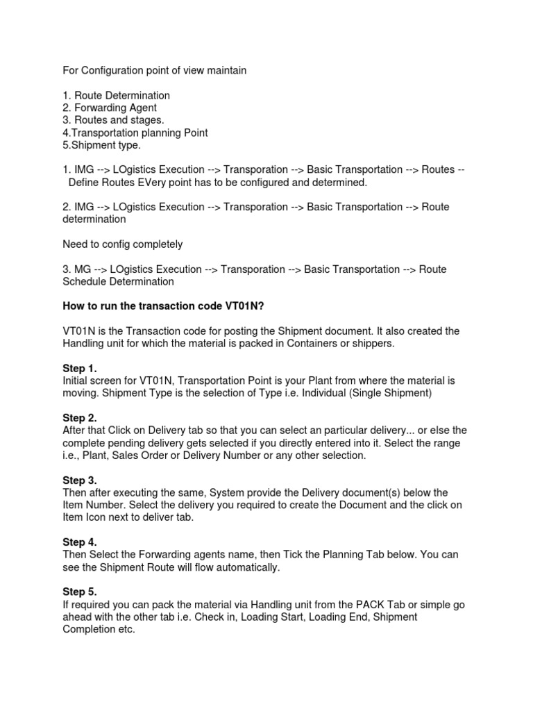 VT01 N | PDF | Delivery (Commerce) | Logistics