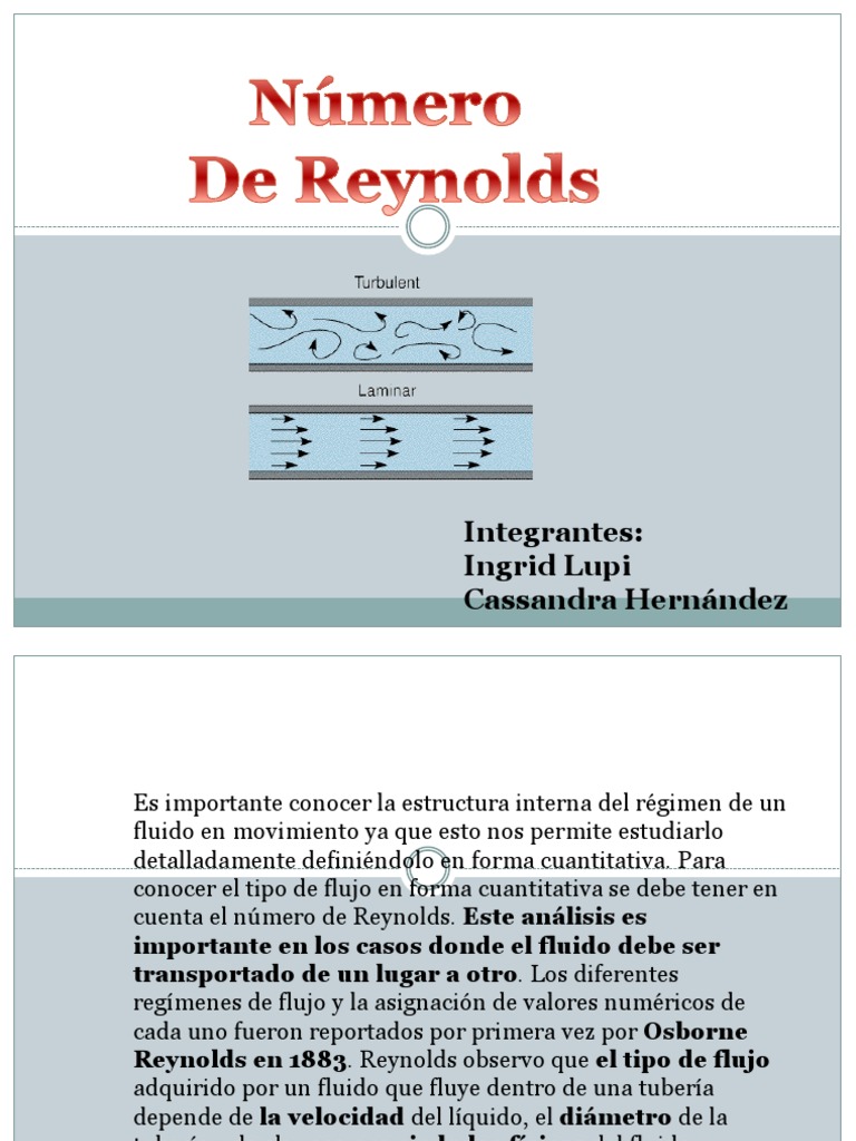 Numero de Reynolds | Numero Reynolds | Flujo laminar