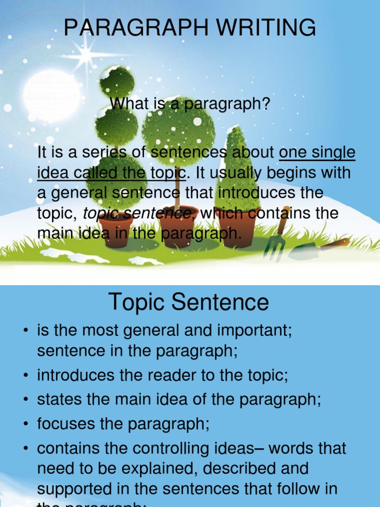 Elements of an Effective Paragraph: Topic Sentences, Supporting Details ...